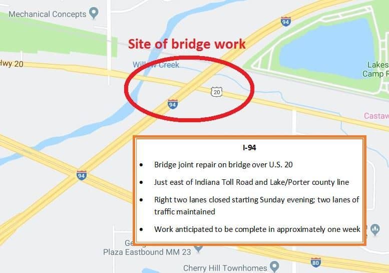 INDOT closing two lanes of I-94 Sunday for bridge joint installation ...