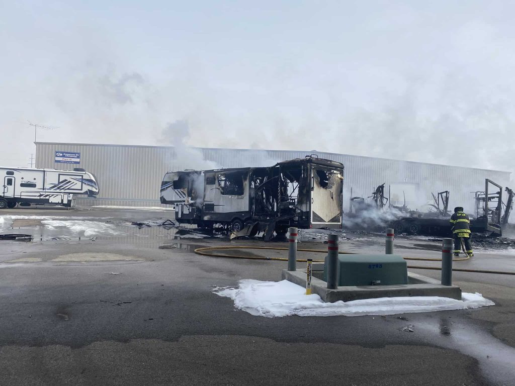 Several RVs destroyed in fire at Keystone RV in Goshen - 95.3 MNC
