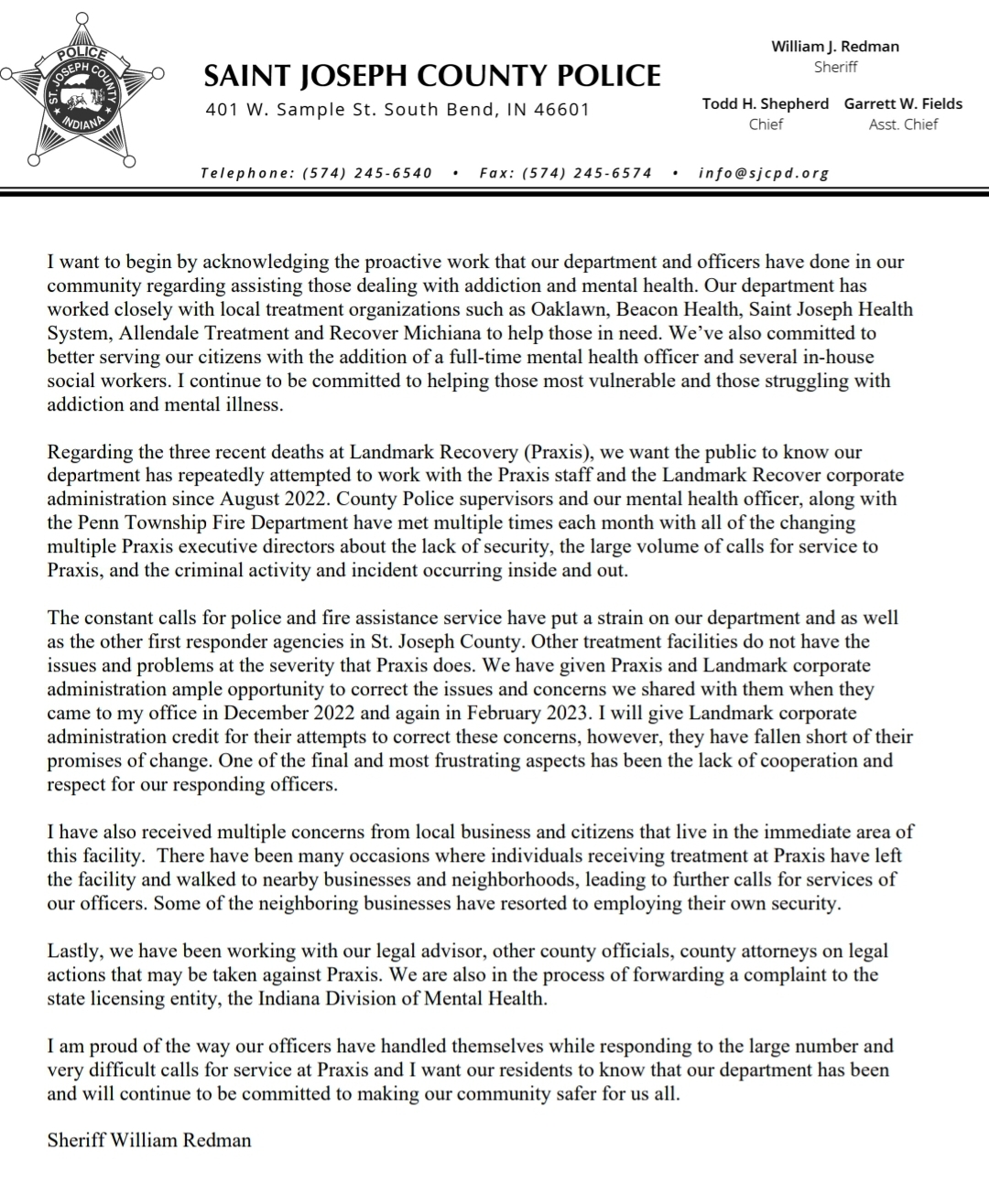 Formal complaint filed against Praxis Landmark Recovery in Mishawaka ...