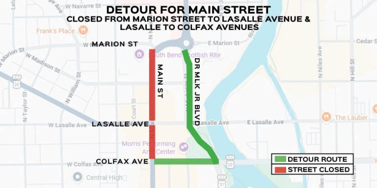 Main Street closing between LaSalle and Colfax for water project - 95.3 MNC